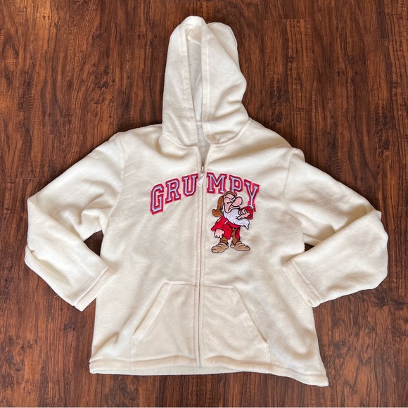 Disney | Jackets & Coats | Disney Grumpy Fleece Jacket Womens Med Cream Full Zip Snow White ...